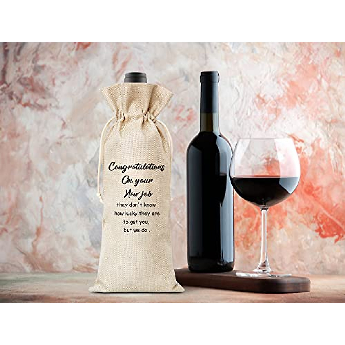 Congration Gift, Congratulations On Your New Job, Gift For Her, Gift For Him, Cotton Linen Wine Bag - 1 Pack （WINEDAI-066）