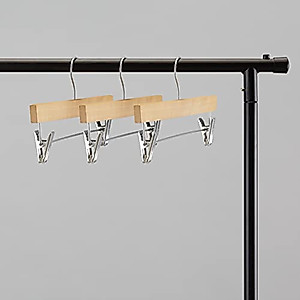 Amazon Basics Wooden Hangers with Clips - Natural, 10-Pack