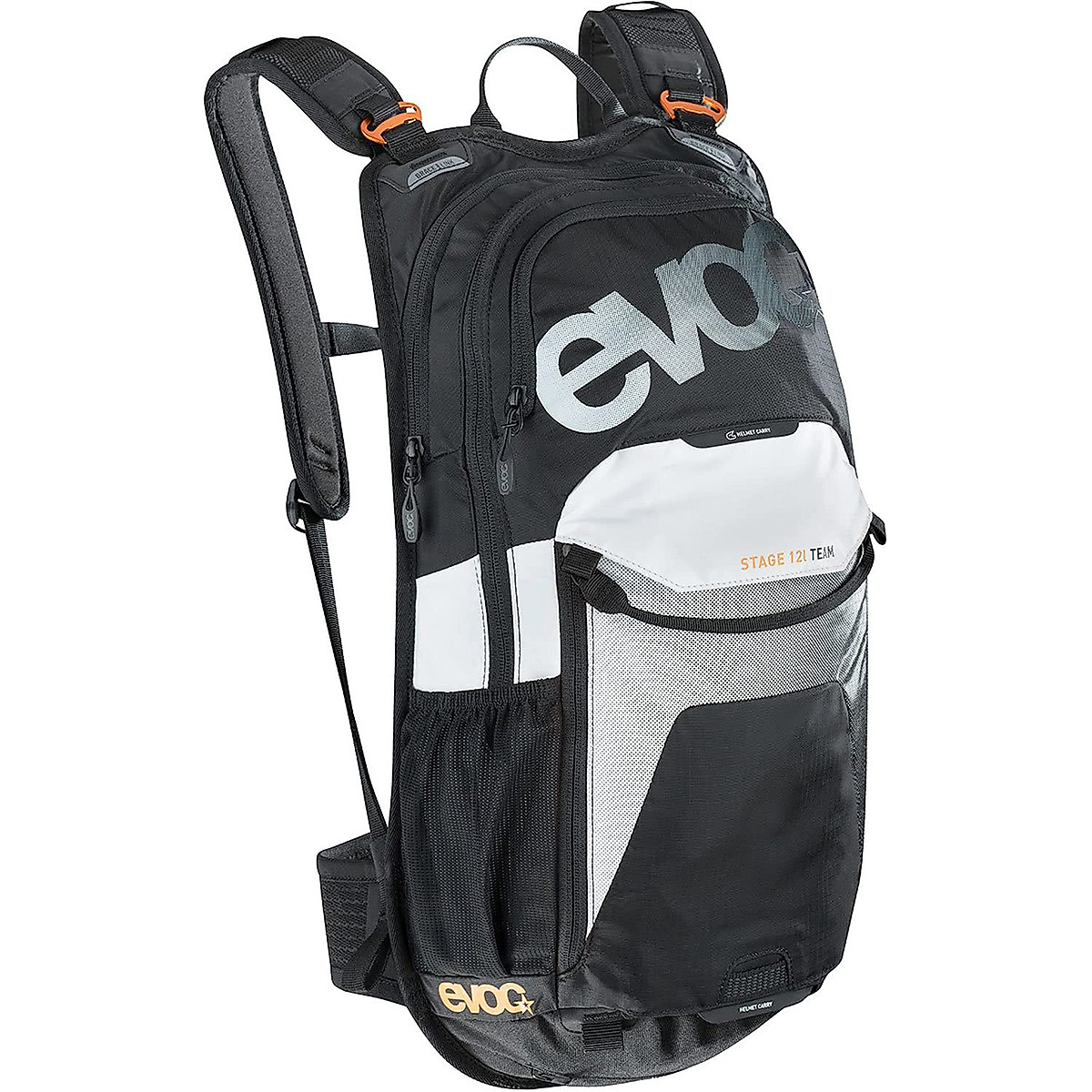 EVOC, Stage 12, Hydration Bag, Volume: 12L, Bladder: Not Included, Black/White/Neon Orange