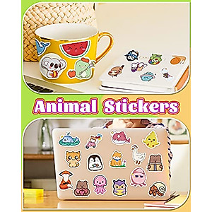Gojmzo 600 PCS Stickers for Kids, Cute Water Bottle Stickers Vinyl Waterproof Stickers for Laptop Skateboard Phone Computer Hydroflask, Cute Kawaii Animal Sticker Pack for Kids Teens Girls