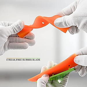 FOSHIO All-Purpose Silicone Squeegee for Shower Glass Door, Window Cleaning, 7.5'' Green Long Handle 6'' Orange Blade Small Squeegee for Car Window, Windshield, Mirror, Bathroom