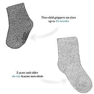 Fruit of the Loom Baby 14-Pack Grow & Fit Flex Zones Cotton Stretch Socks - Unisex, Girls, Boys (0-6 Months, Grey)