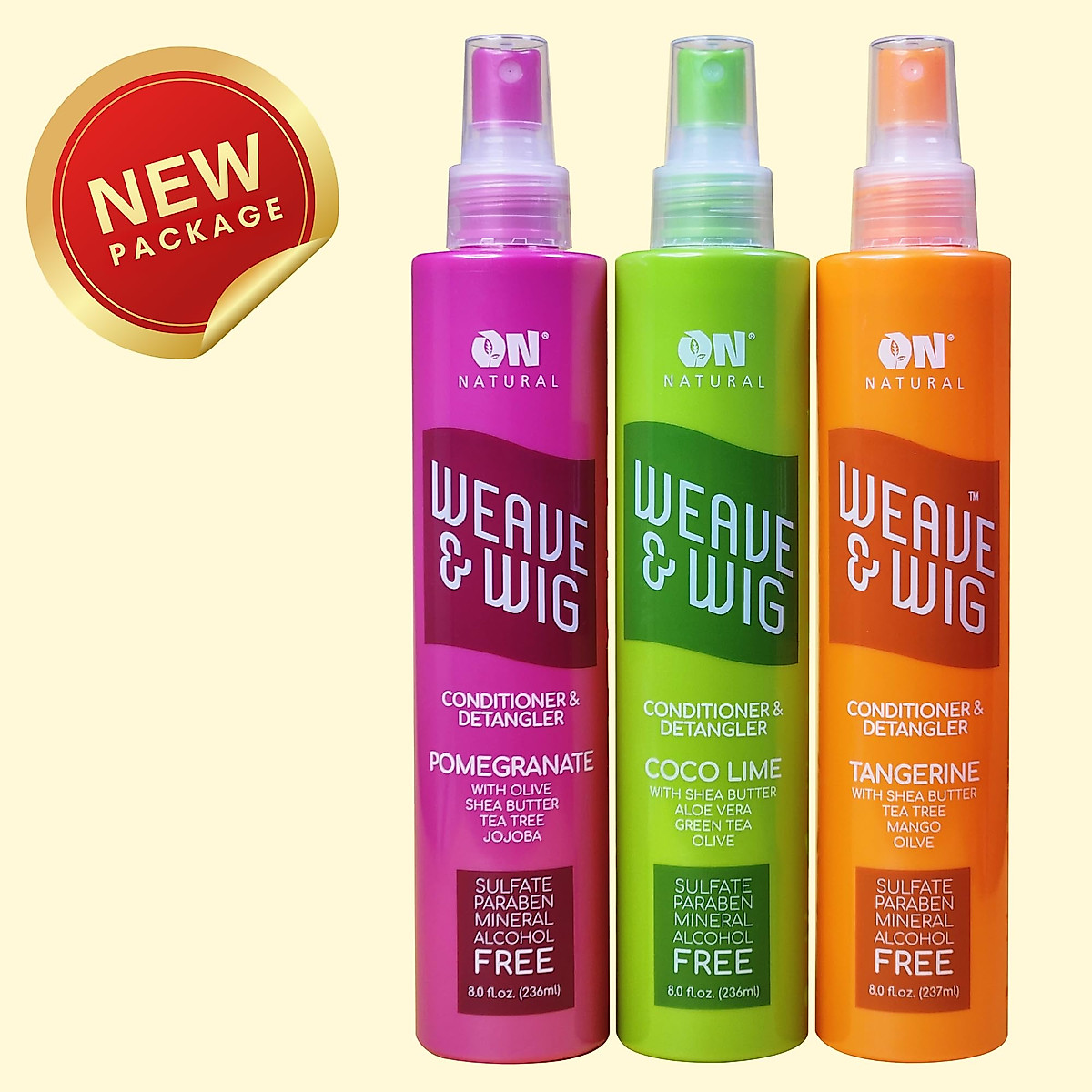 ON Organic Natural Premium Oil-Free Weave & Wig Conditioner & Detangler Tangerine 2.0 fl oz