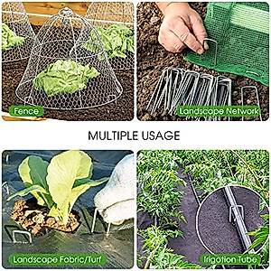 UPMCT 12 Inch Galvanized Garden Landscape Staples Stakes, 25 50 100 PCS Anti-Rust Garden Staples U-Shaped Landscape Pins for Secure Lawn Fabric (25, 12 Inch)
