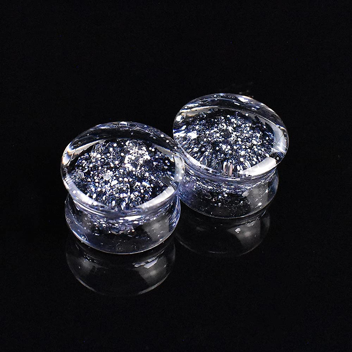 Jboyanpei 10Pcs/5pair Metallic Sequins Acrylic Ear Tunnels Plugs Double Flared Ear Gauge Earrings Ear Expander Stretcher Piercing Size 8mm
