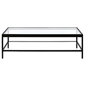 Henn&Hart 54" Wide Rectangular Rectangular Coffee Table in Blackened Bronze, Modern Rectangular Coffee Tables for living room, studio apartment essentials