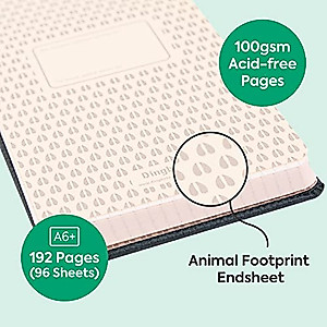 Dingbats A6+ Wildlife Notebook Journal Hardcover, Cream 100gsm Ink-Proof Paper, 6.1 x 4.3 inches, 192 pages (Green Deer, Dotted)