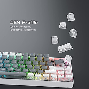 Womier Pudding Keycaps - PBT Keycaps, Shine Through Keycaps, 165 Keys Keycaps Set, Custom Keycaps for 61/68/84/87/82/100 Cherry Gateron MX Switches Mechanical Keyboard, White/Gray