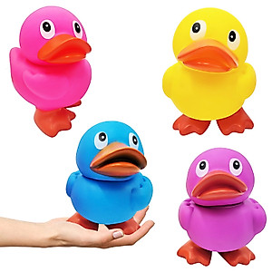 The Dreidel Company Jumbo Rubber Duck Toy with Flippers, Squeeze to Squeak N' Quack, Giant Rubber Duckies for Kids, Bath, Baby Shower, Birthday, Pool Activity,6.5" Tall (2-Pack Assorted)