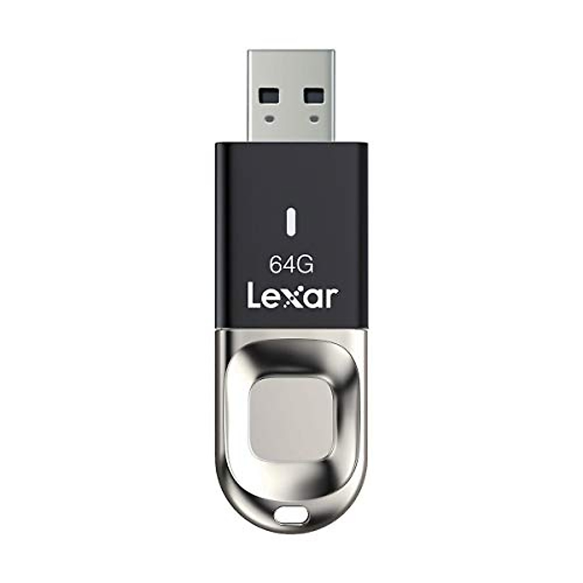 Lexar 64GB Jumpdrive Fingerprint F35 USB 3.0 Flash Drive for Storage Expansion and Backup, Up to 250MB/s Read, Black/Silver (LJDF35-64GBNL)