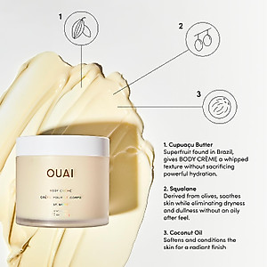 OUAI Body Cream, St. Barts - Hydrating Whipped Body Cream with Cupuaçu Butter, Coconut Oil and Squalane - Softens Skin and Delivers Healthy-Looking Glow - Sulfate-Free Skin Care - 7.5 Oz