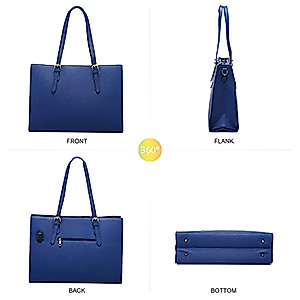 LOVEVOOK Laptop Bag for Women, Fashion Computer Tote Bag Large Capacity Handbag, Leather Shoulder Bag Purse Set, Professional Business Work Briefcase for Office Lady, 2PCs, 15.6-Inch, Dark Blue