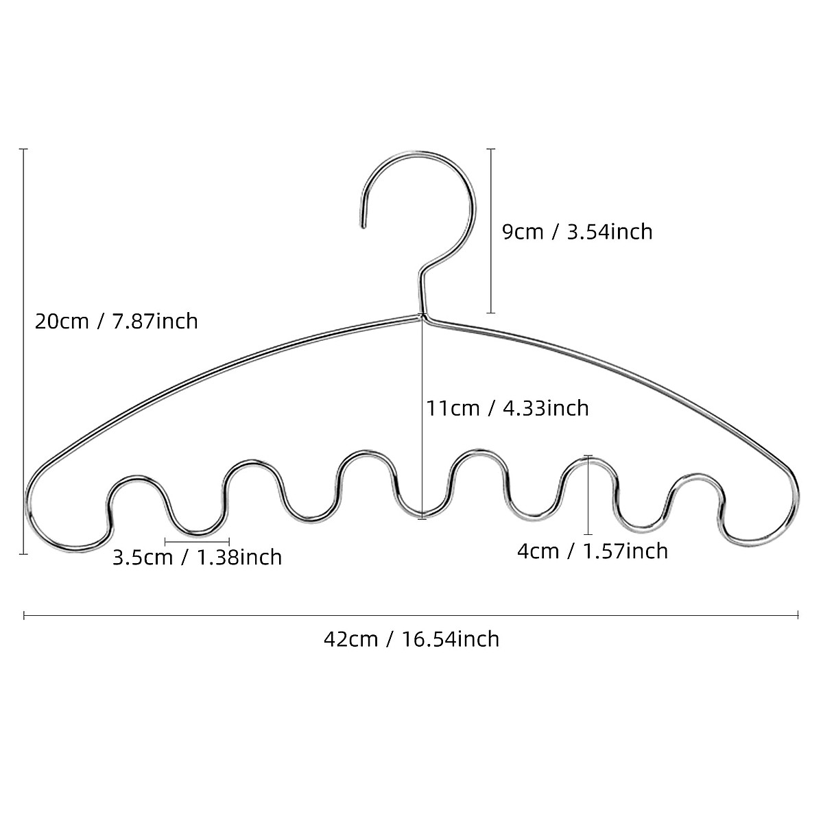 【Pack of 2】 Waikas Clothes Hangers with 7 Wave Grooves, 304 Stainless Steel, for Bras Suspenders Vests Ties Swimwear