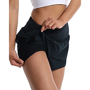 Kcutteyg Running Shorts for Women with Liner High Waisted Lightweight Womens Workout Shorts with Back Pocket- 4" (Black, S)