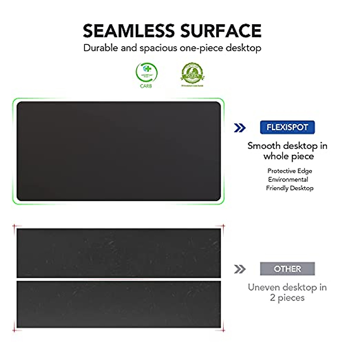 FLEXISPOT Electric Standing Desk 48 x 24 Inches Height Adjustable Desk Sit Stand Desk Home Office Desks Whole-Piece Desk Board (Black Frame + 48 in Black Table Top)