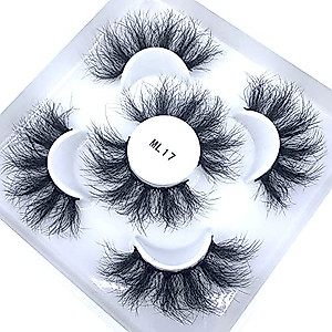 HBZGTLAD Reusable mink eyelashes 25mm lashes fluffy messy 3D mink lashes wholesale 3 pairs natural Long Thick false eyelashes extension (ML17)