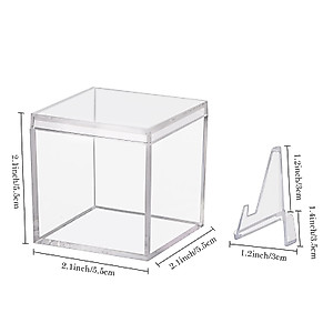 3 Pack Championship Ring Display Case Clear Acrylic Display Case Mini Baseball Softball Ring Display Case Single Ring Display Stand Holder 1 Slot Ring Hole Storage Box Gift for Sports Fans, 2.16 Inch