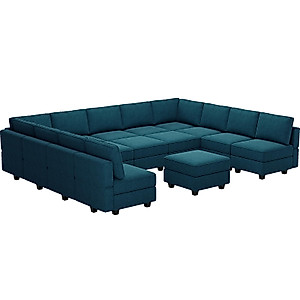 Belffin Modular Sectional Sleeper Sofa Couch Bed Oversized U Shaped Cocuh with Storage Convertible Sleeper Sofa Bed. Peacock Blue