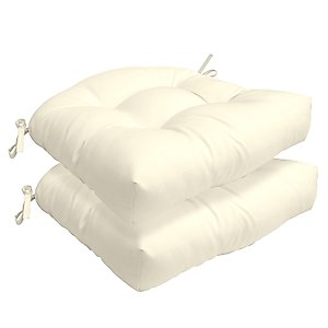 Indoor/Outdoor Chairpad with Ties, Patio Furniture Chair Cushions, Outdoor Rocking Chair Cushions, Outdoor Seat Cushions (Beige, 19 * 19)