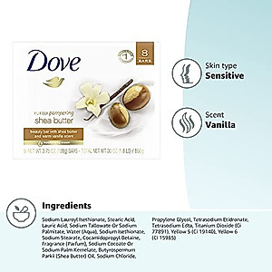 Dove Beauty Bar Skin Cleanser for Gentle Soft Skin Care Shea Butter More Moisturizing Than Bar Soap 3.75 oz 8 Bars