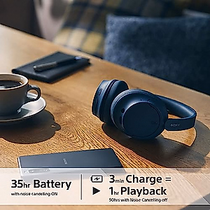 Sony WH-CH720NL Noise Canceling Wireless Bluetooth Headphones - Built-in Microphone - up to 35 Hours Battery Life and Quick Charge - Navy Blue