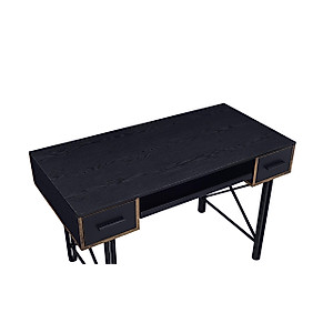Acme Settea Wooden Top Computer Desk with 2 Drawers and Keyboard Tray in Black
