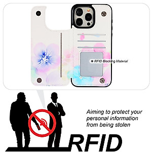 HAOPINSH for iPhone 15 Pro Max Wallet Case with Card Holder, Pale Flower Pattern Back Flip PU Leather Kickstand Card Slots Case for Girls Women, Double Magnetic Clasp Shockproof Cover 6.7"