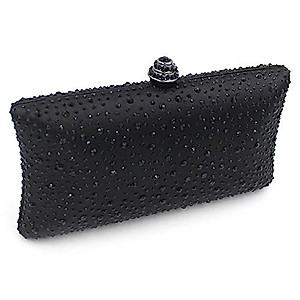 Women Handbags Rhinestone Party Prom Wedding Bride Evening Bags Crystal Party Clutches Bag (Black)