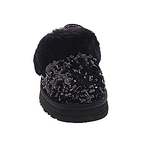 UGG Unisex-Child Funkette Chunky Sequin Slipper, Black, 6 Big Kid