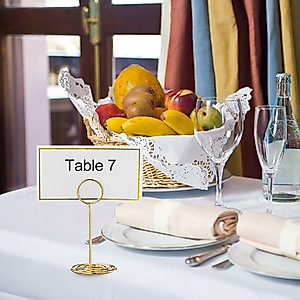 Toncoo 24 Pack Premium Table Number Holders and 24 Pcs Place Cards with Gold Foil Border, Place Card Holder, Table Sign Stand, Photo Picture Holders Wedding Table Name Card Holder(Gold)