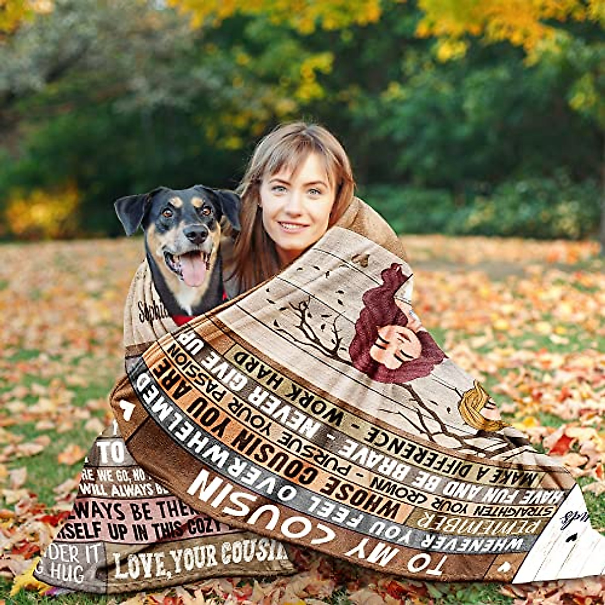 KERAOO Custom Throw Blankets Gift for Cousin, Cousin Birthday Gift Ideas, Valentine's Mother's Day Graduation Birthday Gift for Her (Cousin(Sister)-02)