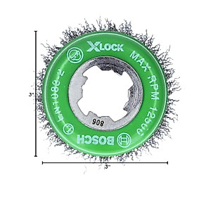 BOSCH WBX319 3 In. X-LOCK Arbor Stainless Steel Crimped Wire Cup Brush For Applications in Removing Weld Scale, Burrs and Corrosion, Preparing Painting Surfaces