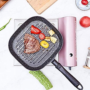 SDGH Aluminum Non Stick Square Grill Pan Steak Fry Pans Multi Function Snowflake Striped Frying Pan