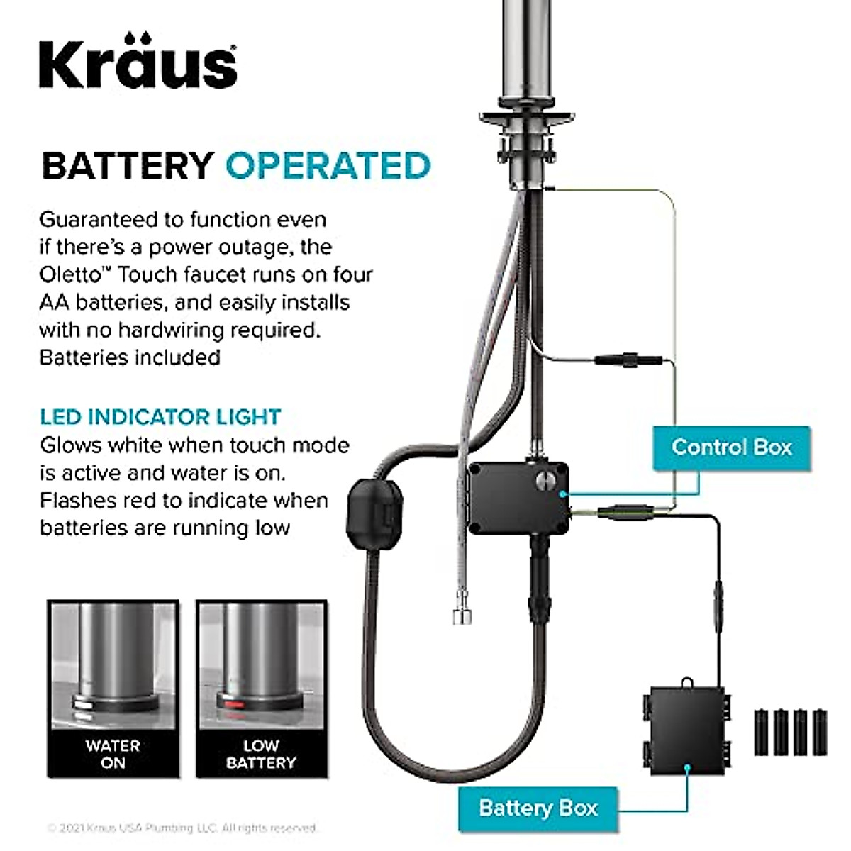 KRAUS Oletto Tall Modern Single-Handle Touch Kitchen Sink Faucet with Pull Down Sprayer in Chrome, KTF-3101CH