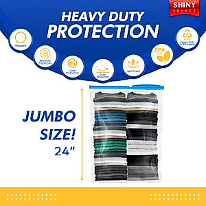 Shiny Select 5 Gallon Jumbo Slider Storage Bag, 18x24, 10 Bags – Resealable Extra Large Clear Plastic, 2 Mil Thick - Home Organization, Luggage, Travel, Kitchen Use, Baby Essentials, Seasonal Clothes