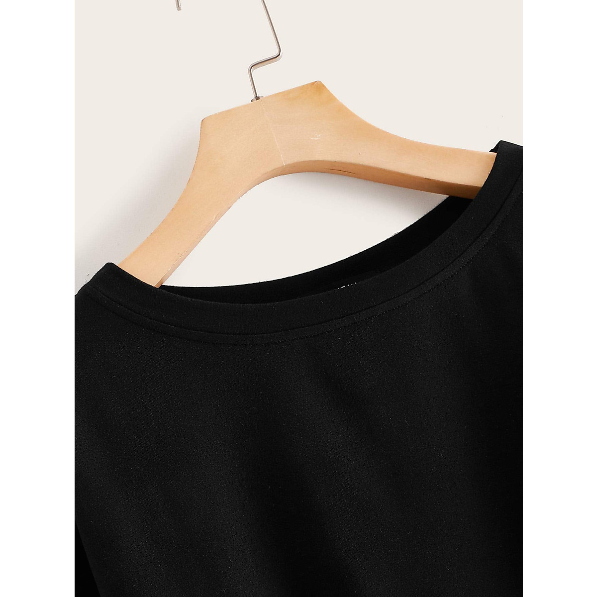 SweatyRocks Women's Long Sleeve Sweatshirt Star Graphic Print Pullover Shirt Top Black X-Small