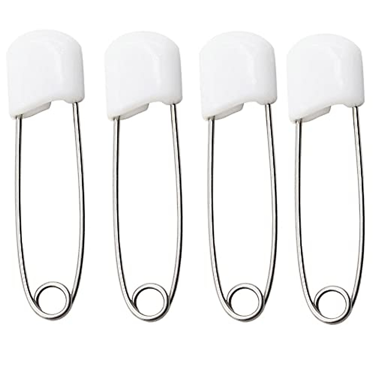 ARTCXC 1Box(100Pcs) White 55mm/ 2.2 Inch Safety Pins Plastic Head Stainless Steel Diaper Pins Safety Locking Cloth Diaper Nappy Pins