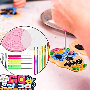 16PCS Cookie Decorating Kit Supplies Including 1 Acrylic Cookie Turntable, 6 Cookie Scribe Needle, 6 Cookie Decoration Brushes, 2 Tweezers and 1 Anti-Slip Silicone Mat (A)