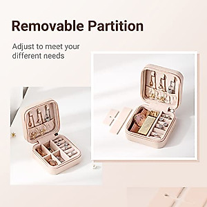 CASEGRACE Travel Jewelry Case, Small Jewelry Box Portable Jewelry Travel Organizer Display Storage Case for Rings Earring Necklace Bracelet, Gift for Women Girls, Pink