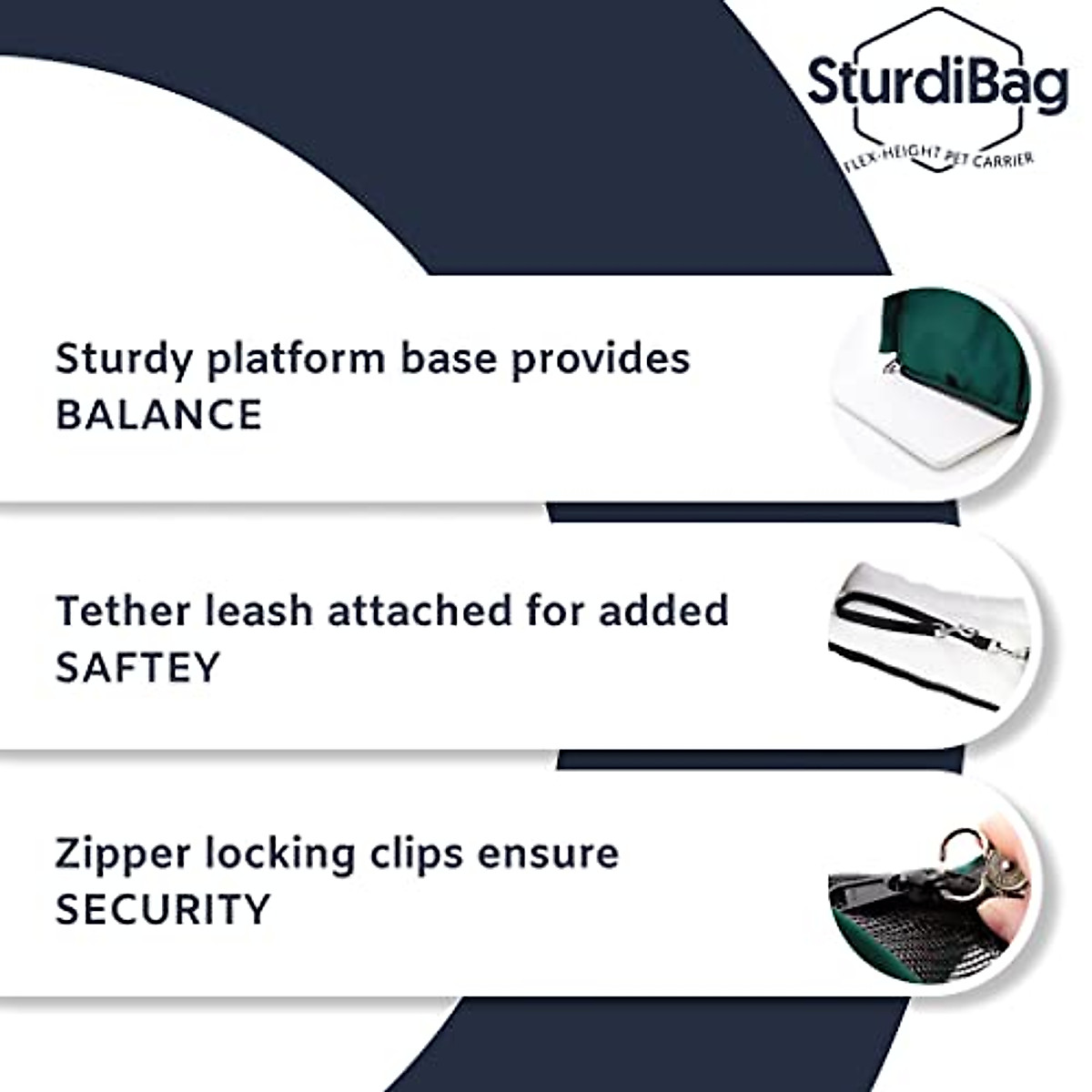 Sturdibag Extra Large Pet Carrier Flexible Height Pet Tote, Black,Size XL { 20"L x 16"H x 12"W}