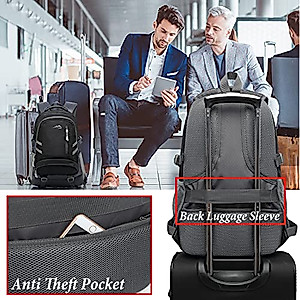 ProEtrade Backpack Bookbag for College Laptop Travel, Fit Laptop Up to 15.6 inch Multi Compartment with USB Charging Port Anti theft, Gift for Men Women (Black)