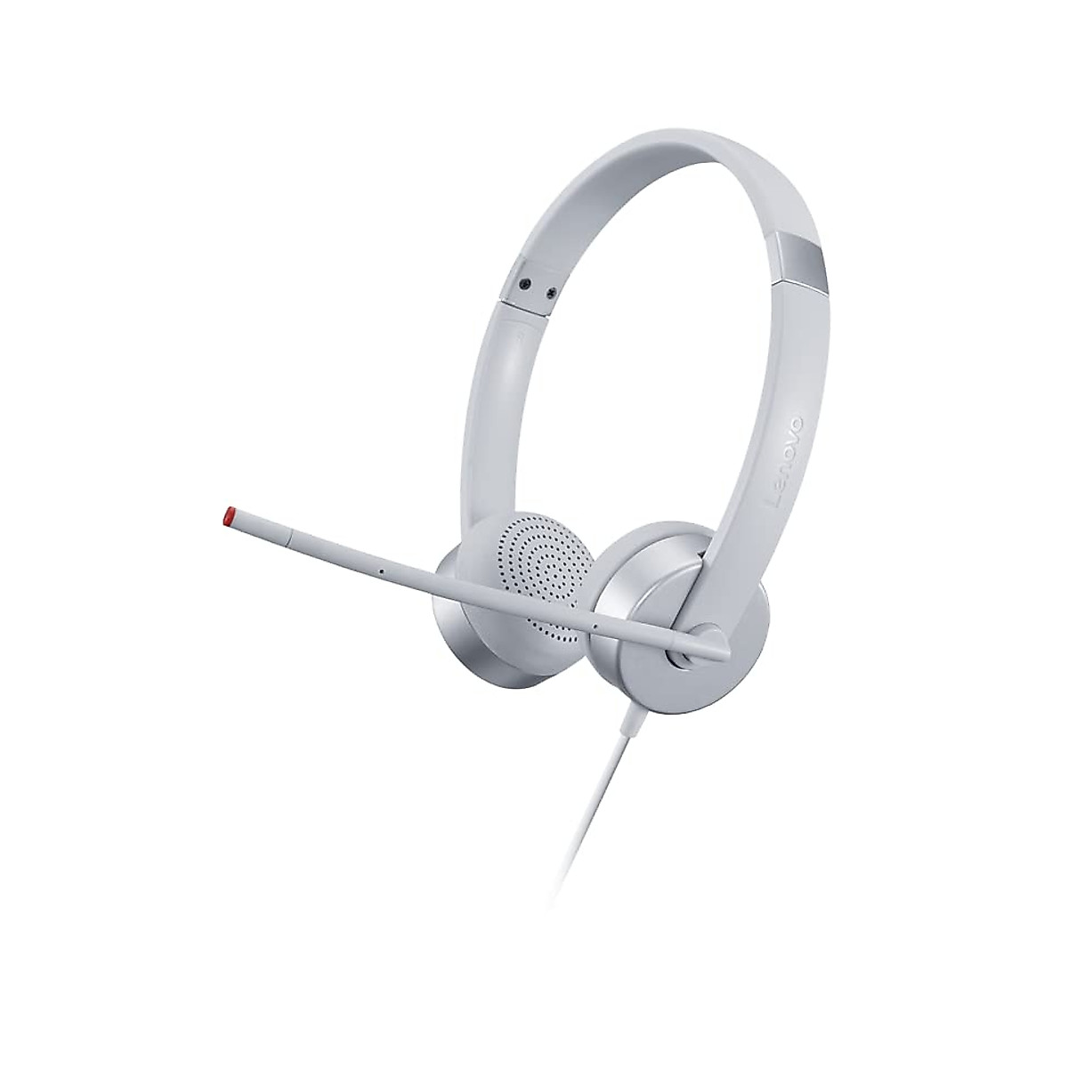 Lenovo 100 Stereo Analog Headset, 3.5mm, 180° Boom Microphone, Memory-Foam Earcups, GXD1B60597, Cloud Grey