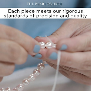 The Pearl Source 14K Gold 5.5-6mm Round White Japanese Akoya Saltwater Cultured Pearl Bracelet for Women