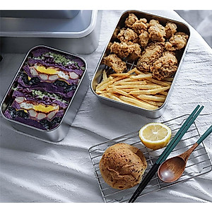 GRFELI Stainless Steel Food Container with Lid, 3-Piece Food Storage Container, Meal Prep Container, Ice Cream Container, Refrigerator Freezer Safe, Dishwasher/Oven Safe (Lid Not Included)