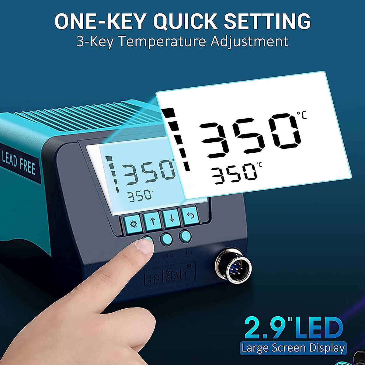 90W Soldering Station, BAKON Soldering Iron Station Kit-2.9" LCD Display, Fast Heating Up, Temperature Control, Password Lock, Auto Sleep Mode, 5 Extra Iron Solder Tips