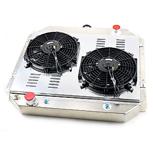 Cubauto 4 Row Core Radiator for 1966-1979 Ford F100 F150 F250 F350 Pickup Truck Brocon 1967 1967 1969 1970 1971 1972 1973 1974 1975 1976 1977 1978 All Aluminum Downflow Radiator+2X12" Fan W/Shroud