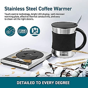 COSORI Coffee Mug Warmer & Mug Set, Beverage Cup Warmer for Desk Home Office Use, Coffee gifts, Electric 24 Watt, Touch Tech & LCD Digital Display, 304 Stainless Steel, 17 oz, Mug lid