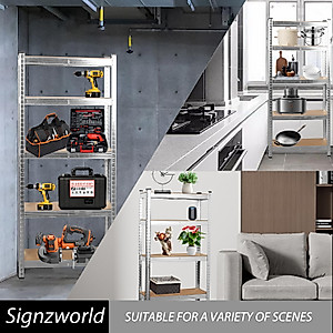 SIGNZWORLD Garage Shelving Garage Storage Shelving Units and Storage Metal Shelves for Storage Heavy Duty 5-Tie Utility Shelf Utility Shelves, 71x 35.5X 15.8 Inch (Silver)