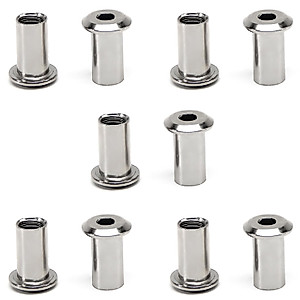 MroMax M10x21.5mm Nickel Plated Iron Insert Nut Rivet Hex Socket Head Nuts Screw Post Mounting for Furniture Installation Silver Tone 10Pcs