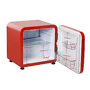 COSTWAY Compact Refrigerator, 1.6 cu ft. Single Door Small Fridge with Adjustable Temperature 32℉ to 50℉, Auto Defrost, Reversible Door, Removable Glass Shelves, Mini Fridge for Bedroom (Red)